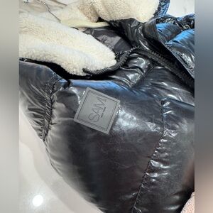 SAM. | Jackets & Coats | Sam Nikki Bomber L Shiny Caviar Nwot | Poshmark